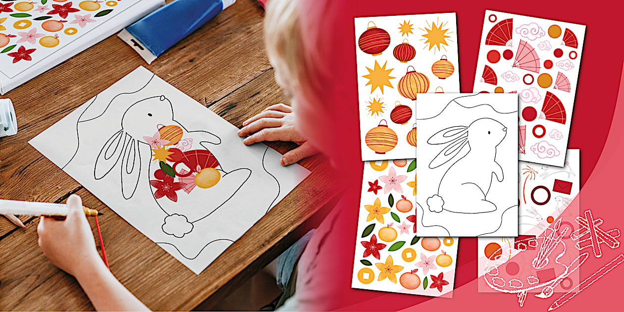 Year of the Rabbit Chinese New Year Collage Activity Pack
