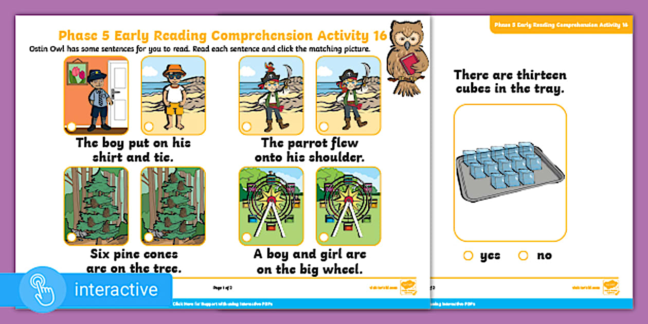 Interactive PDF: Phase 5 EYFS Reading Comprehension Activity