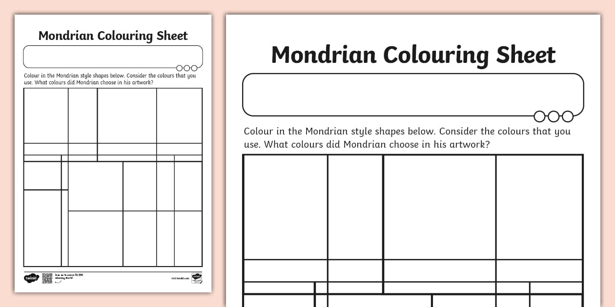 A Mondrian Art Template | Colouring Activity | Twinkl