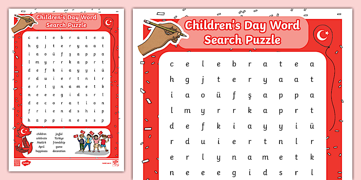 Children's Day Word Search Puzzle (teacher made) - Twinkl