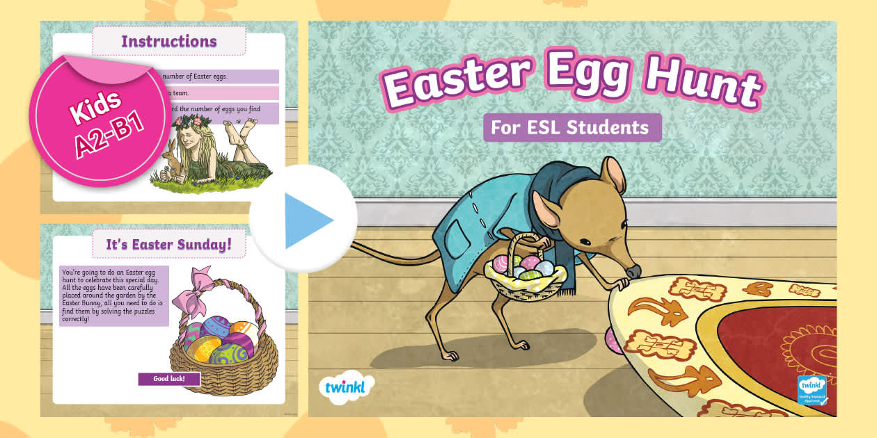 ESL Easter Egg Hunt [Kids, A2-B1] (teacher made) - Twinkl