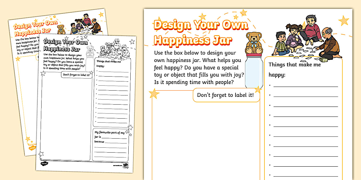 Design Your Own Happiness Jar Worksheet - Twinkl