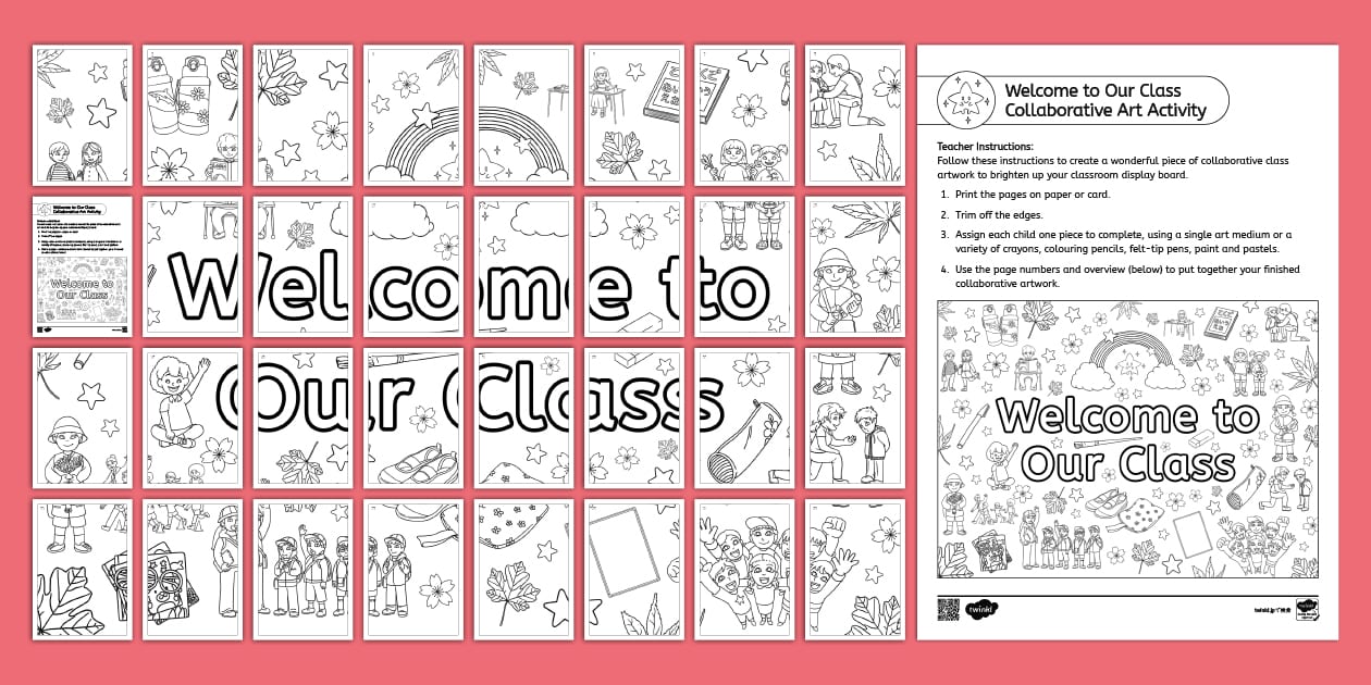 Welcome to Our Class Collaborative Coloring Activity English 協力してクラス塗り絵しよう