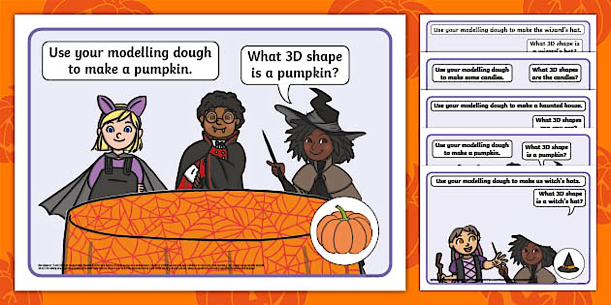 Halloween 3D Shape Modelling Dough Mats | Twinkl