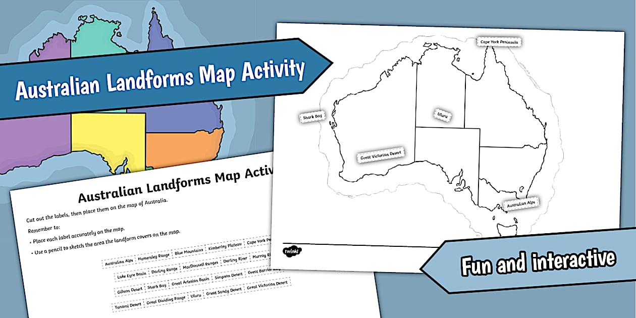 Australia Map Landforms Activity | Geography | Teacher-Made