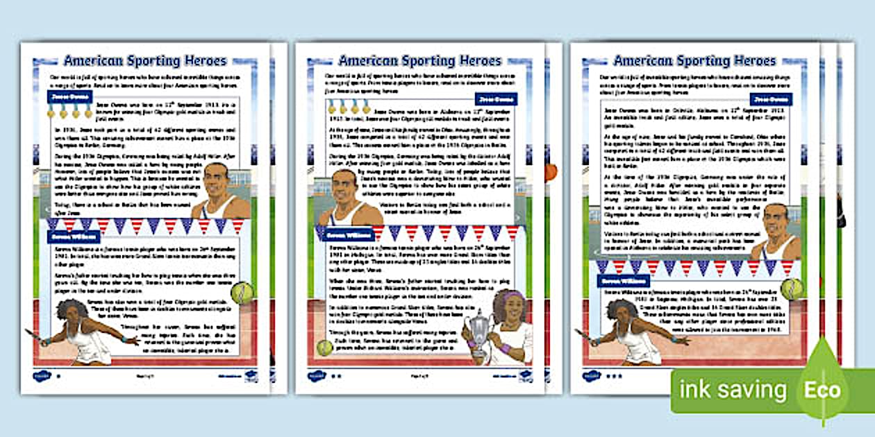 American Sporting Personalities Differentiated Reading Comprehension