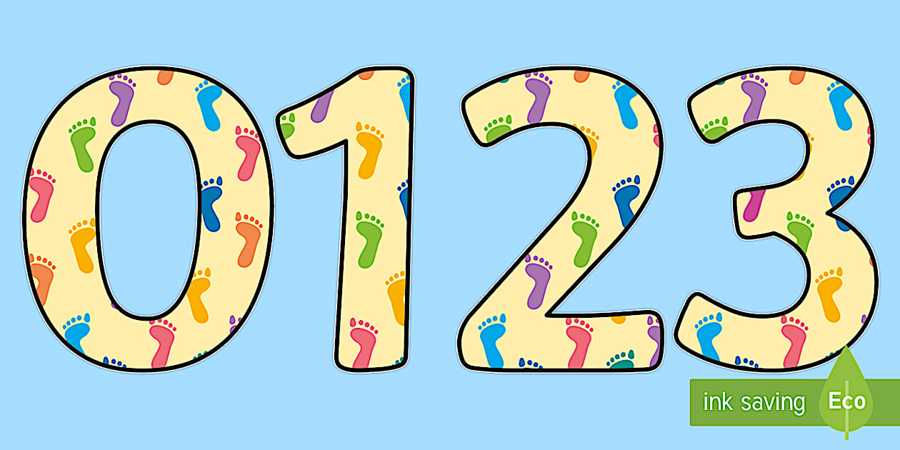👉 Footprint A4 Display Numbers (teacher made) - Twinkl