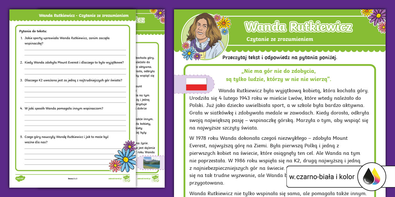 Wanda Rutkiewicz | Czytanie ze zrozumieniem | Pionierki