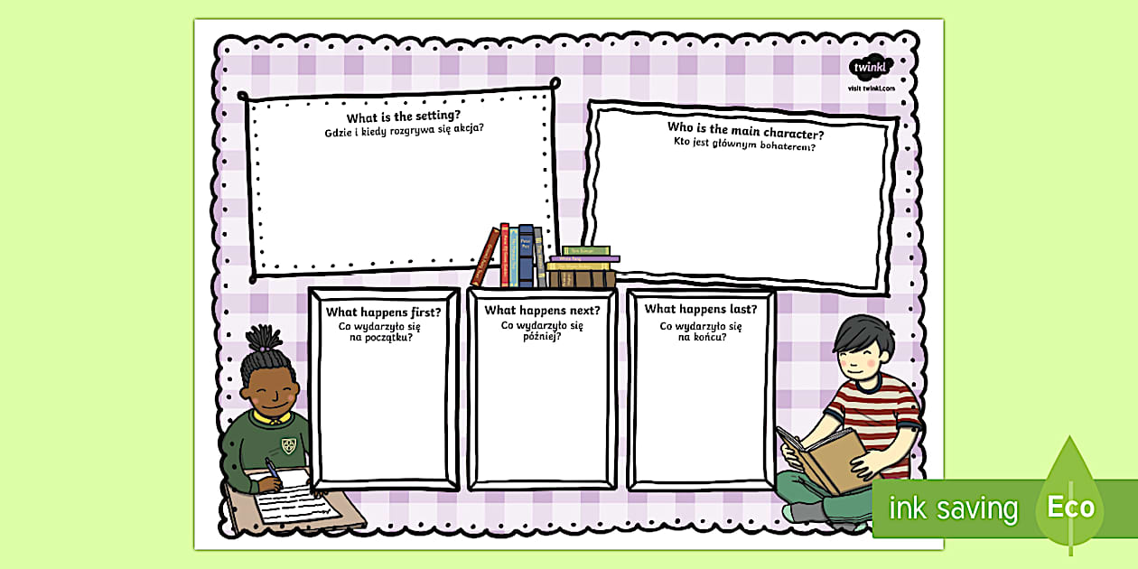 Book Review Colorful Writing Template Polish/English