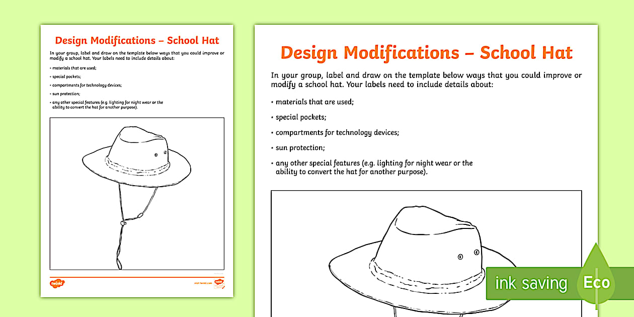 Editable Design Modifications to a School Hat Group Activity