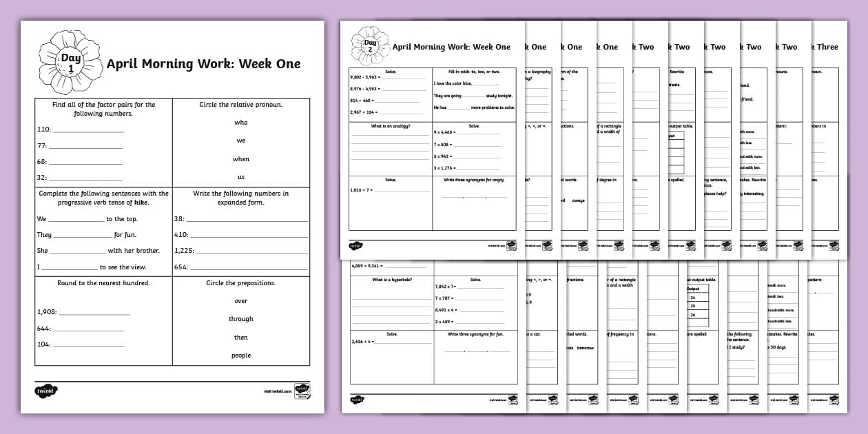 Fourth Grade April Morning Work Bundle (teacher made)