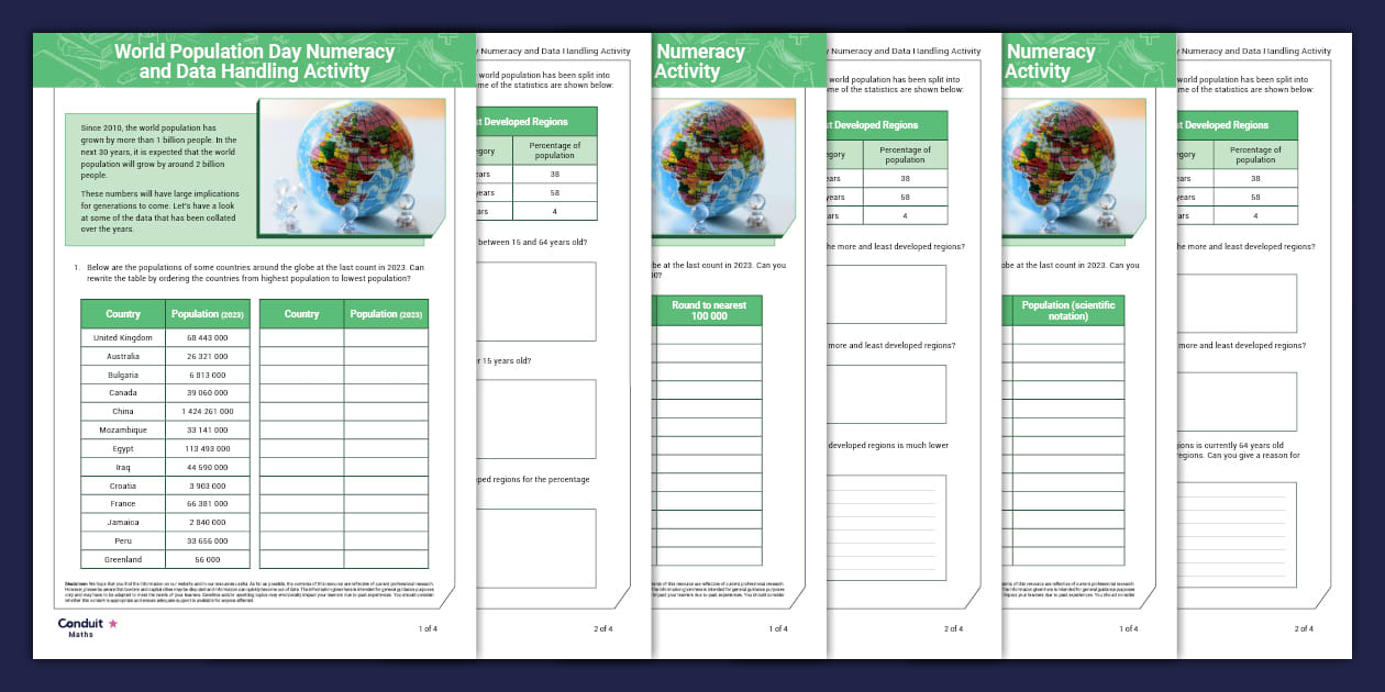 Differentiated World Population Day Numeracy and Data
