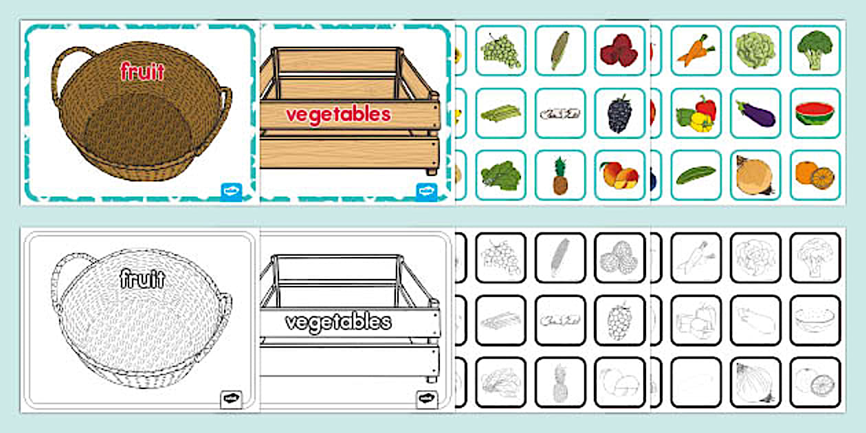 Editable Fruit and Vegetables Sorting Mats Worksheet