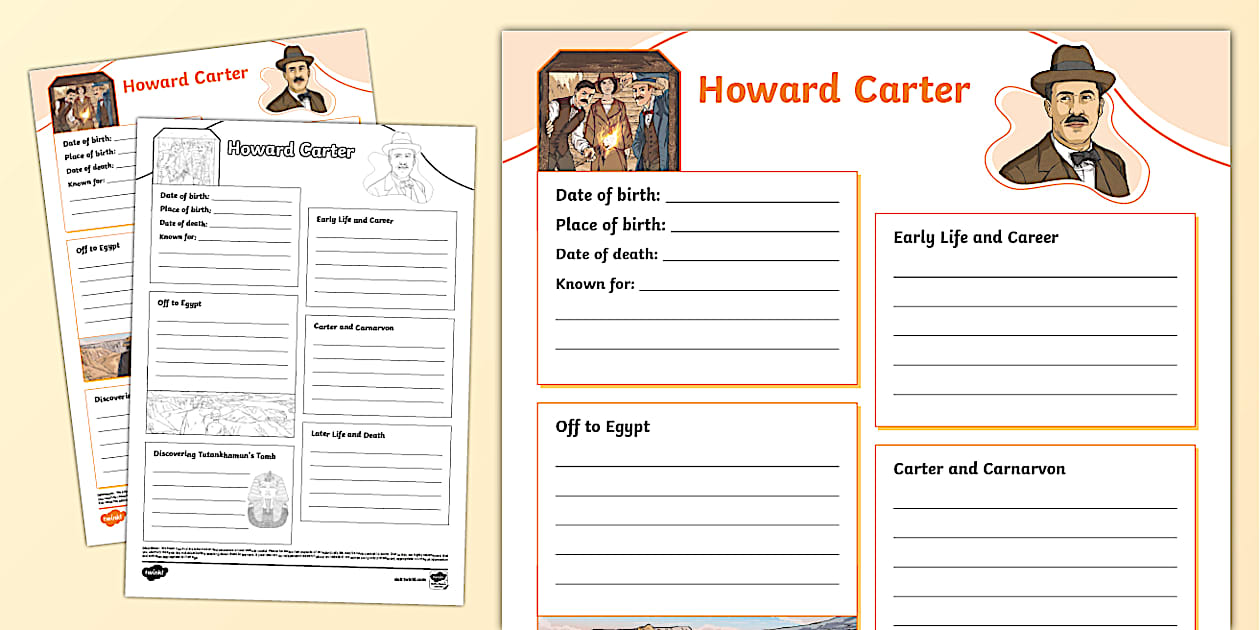 Howard Carter Fact File Template (teacher made) - Twinkl