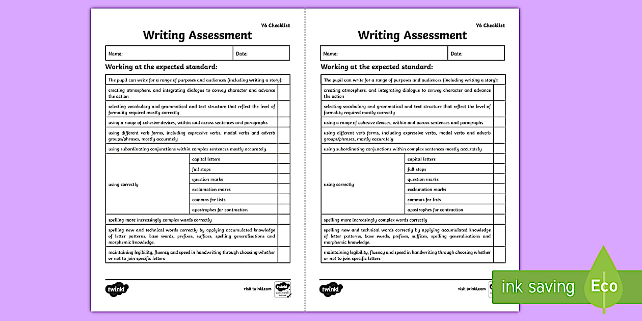Y6 Writing Assessment Checklist (teacher made) - Twinkl