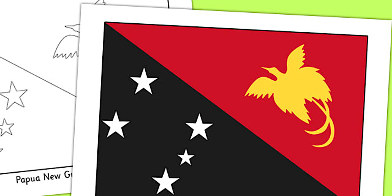 Black and White Papua New Guinea Flag Display Poster
