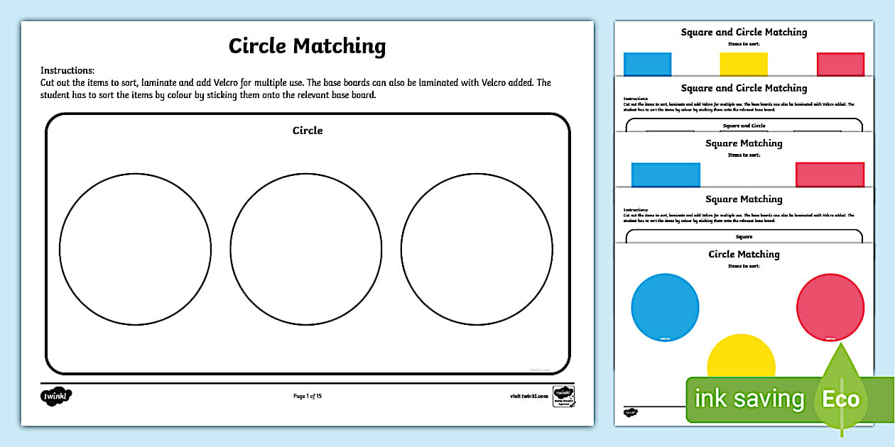 Workstation Pack Shape Matching Activities Set 1 - match