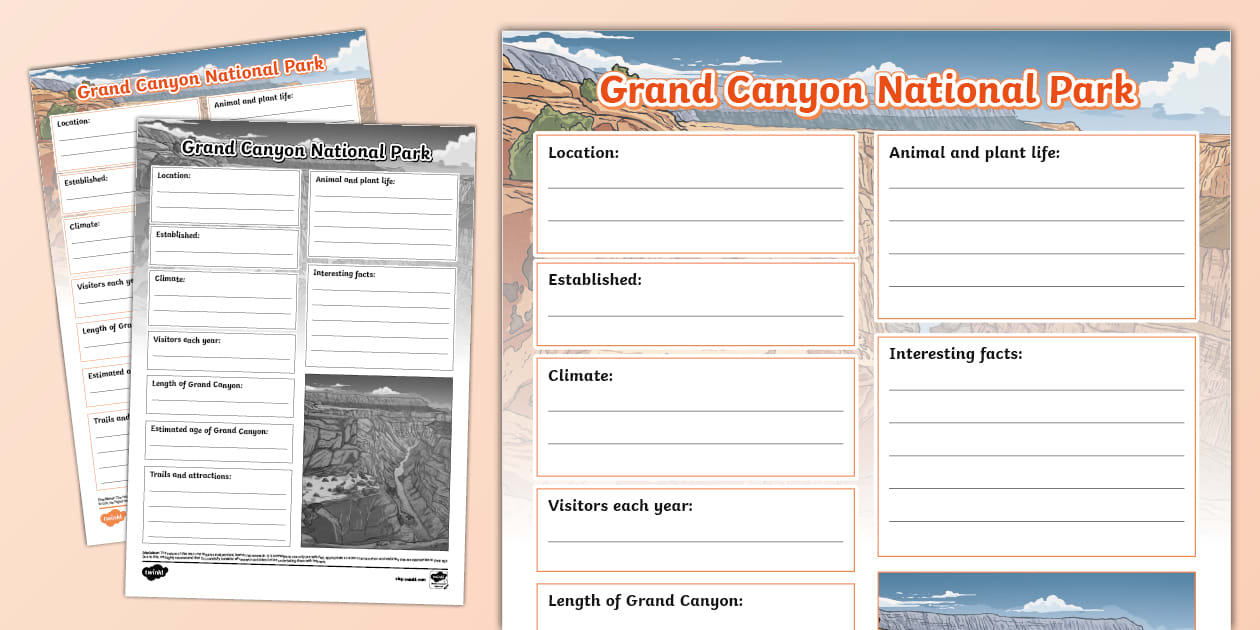 Grand Canyon National Park Fact File Template - Twinkl