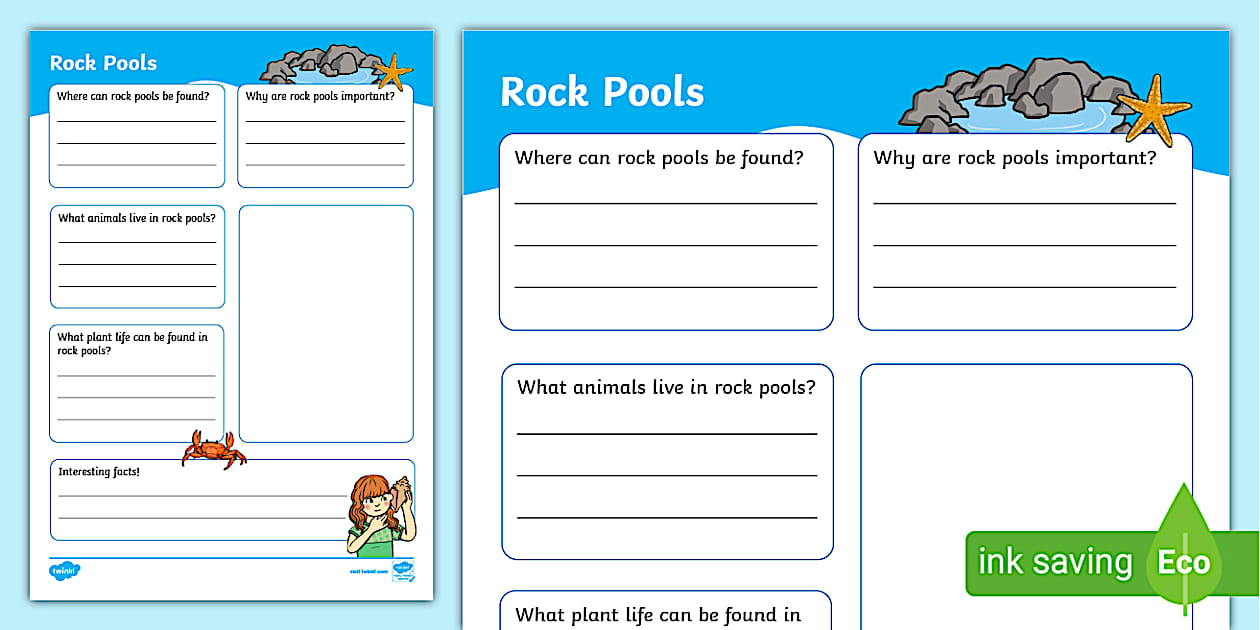 Rock Pool Fact File Template,rock pool writing - Twinkl