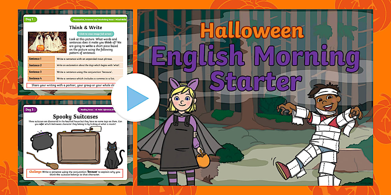 KS1 Halloween English Morning Starter PowerPoint - Twinkl