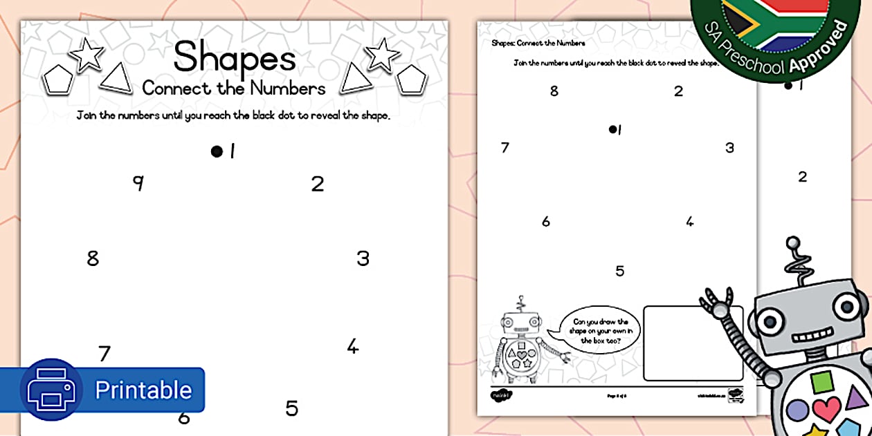 Shapes: Connect the Numbers Activity Sheets (teacher made)