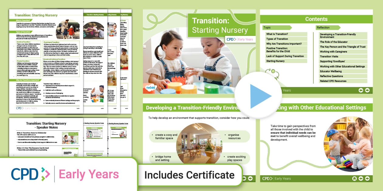 Transition: Starting Nursery (PowerPoint Pack) | CPD