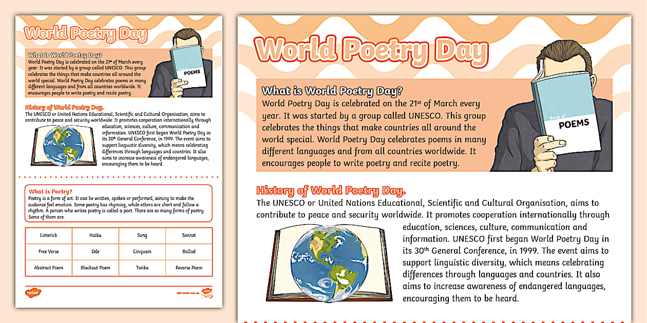 World Poetry Day Fact File (teacher made) - Twinkl