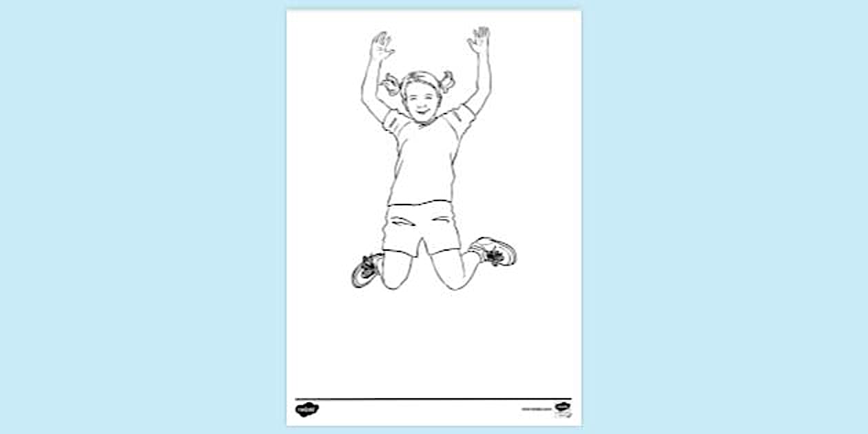 Jump Girl PE Kit Colouring Sheet | Colouring Sheets - Twinkl