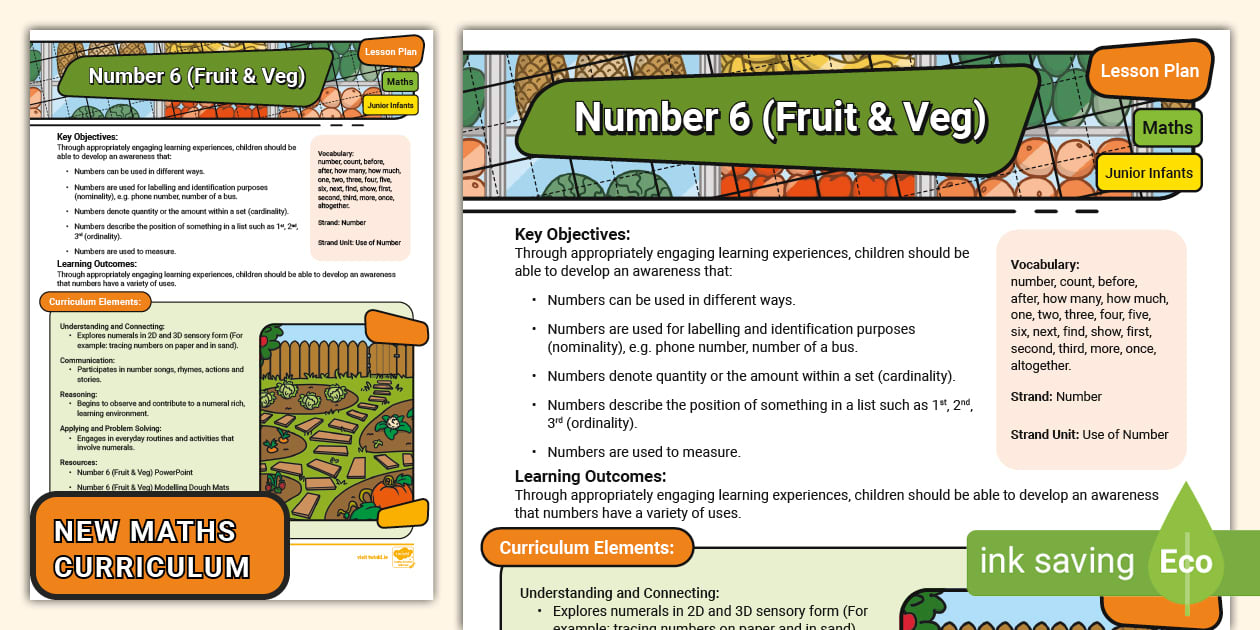 Number 6 (Fruit & Veg) Lesson Plan (teacher made) - Twinkl