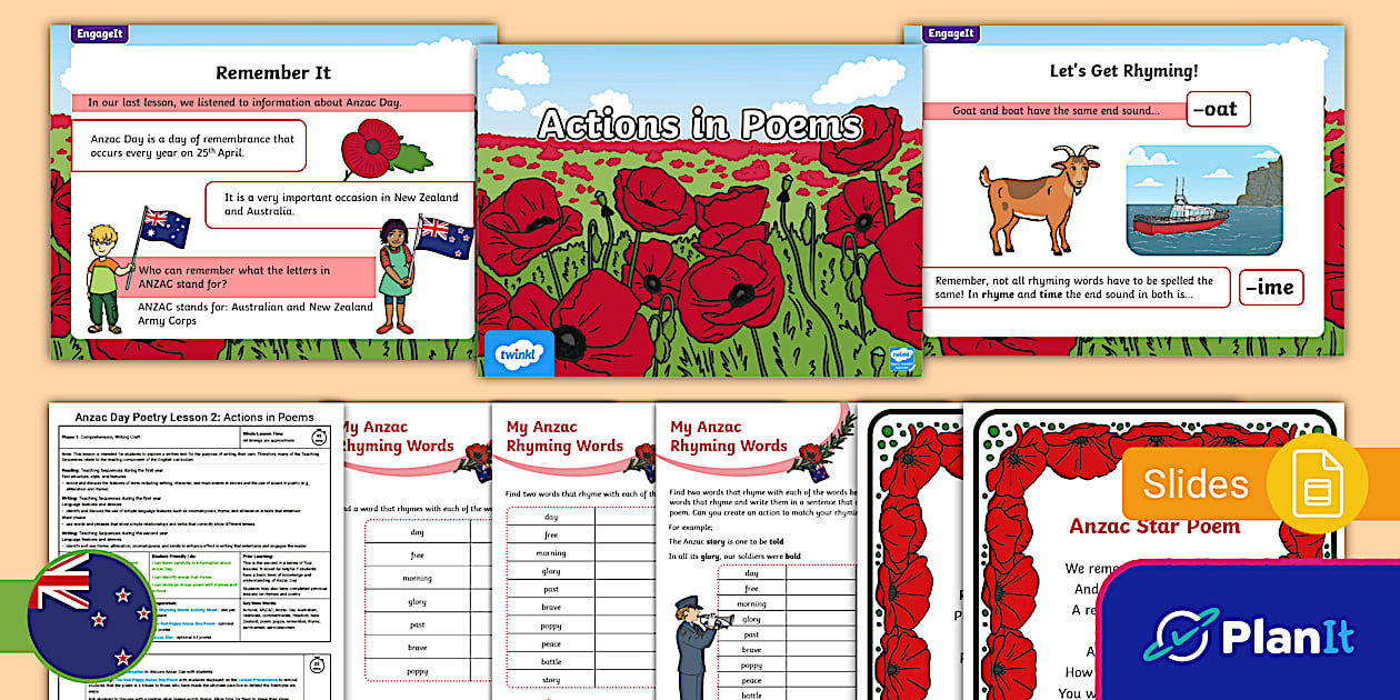 Phase 1 Writing: Anzac Day Poetry Lesson 2: Actions in Poems