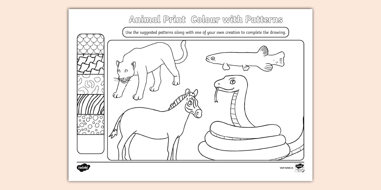 * NEW * Animal Print Colour with Patterns Activity - Twinkl
