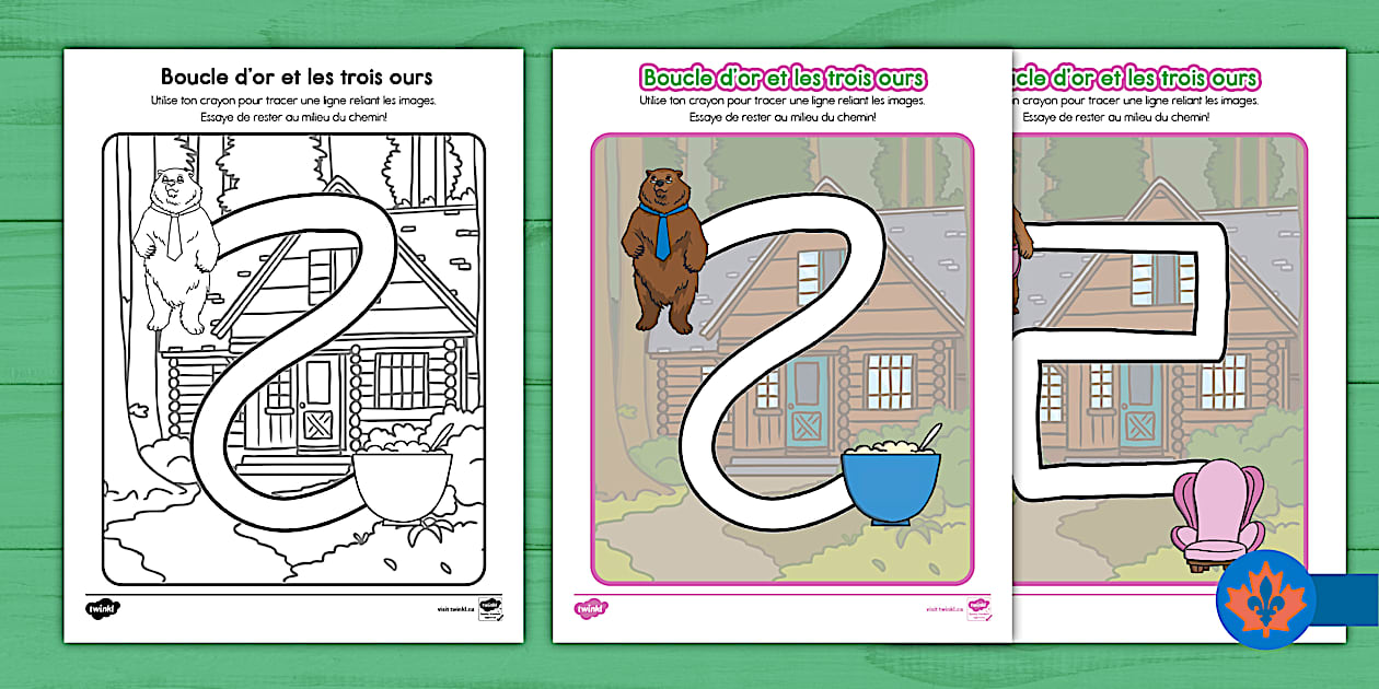Goldilocks and the Three Bears Fine Motor Activity French