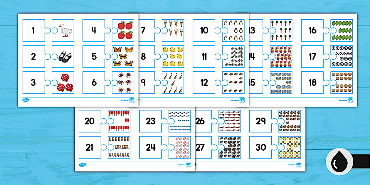 Number and Picture Matching Puzzle to 30