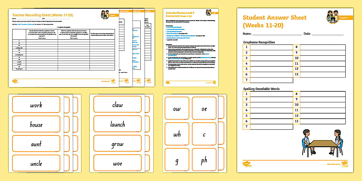 Level 5 Phonics Assessment Pack Weeks 11-20