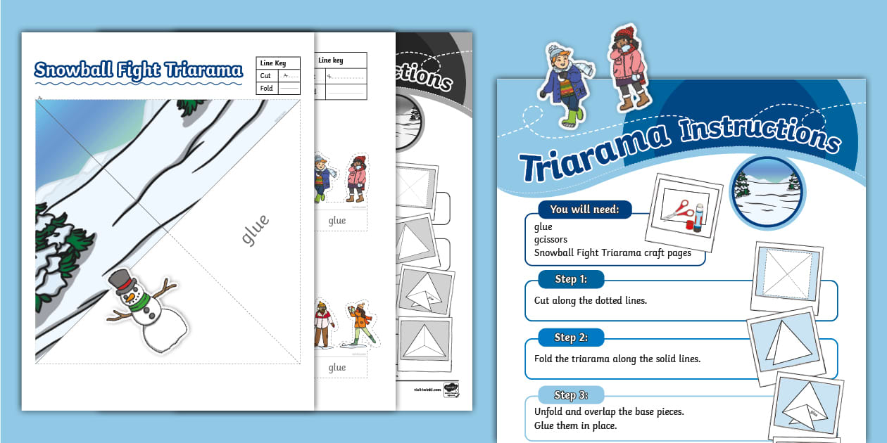 Snowball Fight Triarama Craft - Twinkl Art Template - Twinkl