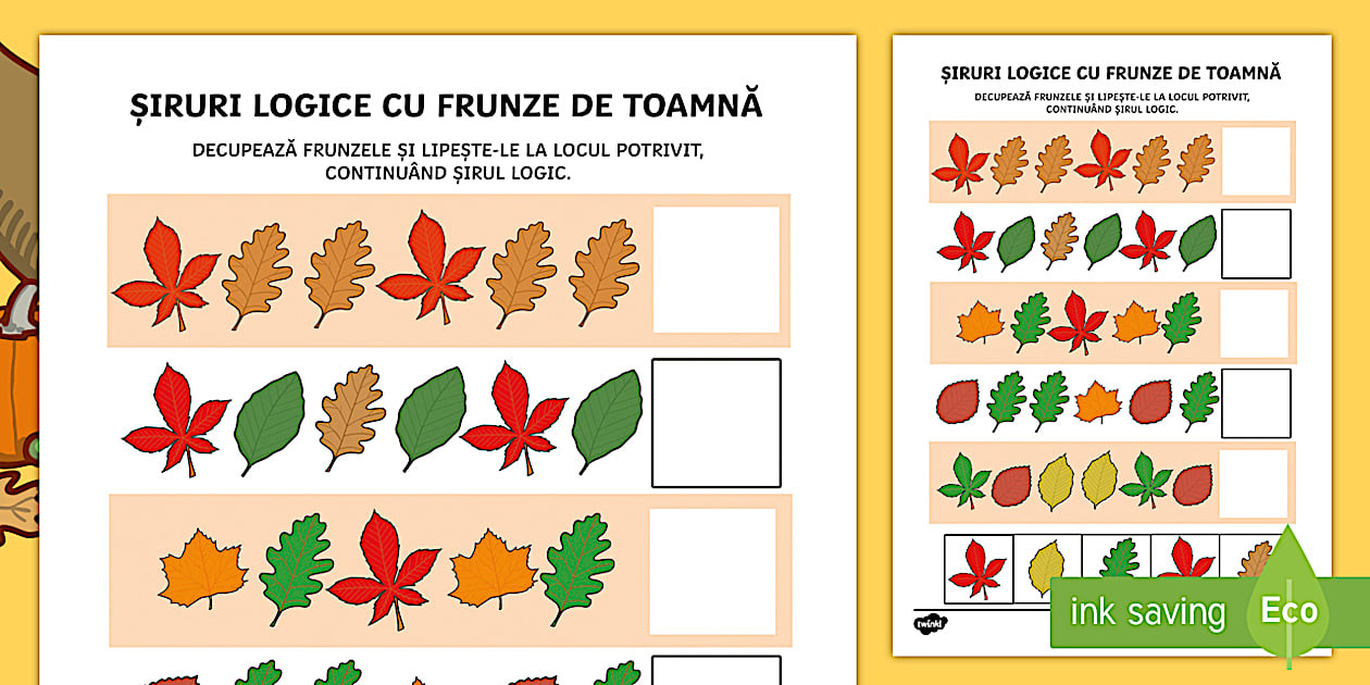 Siruri logice cu frunze de toamnă Fișă de activitate