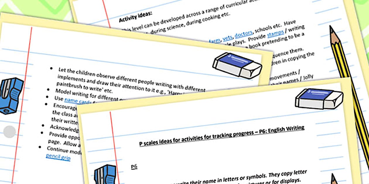 Black and White P Scales Ideas for Activities for Tracking Progress P6 ...