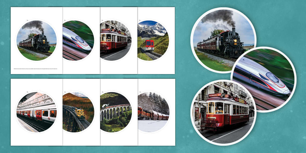 Trains Circle Display Photo Cut-Outs (teacher made) - Twinkl