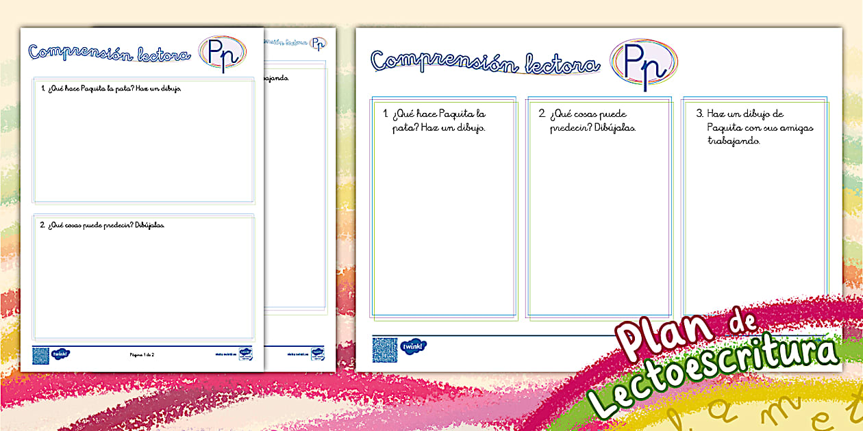 Plan de lectoescritura: La letra P - Comprensión lectora