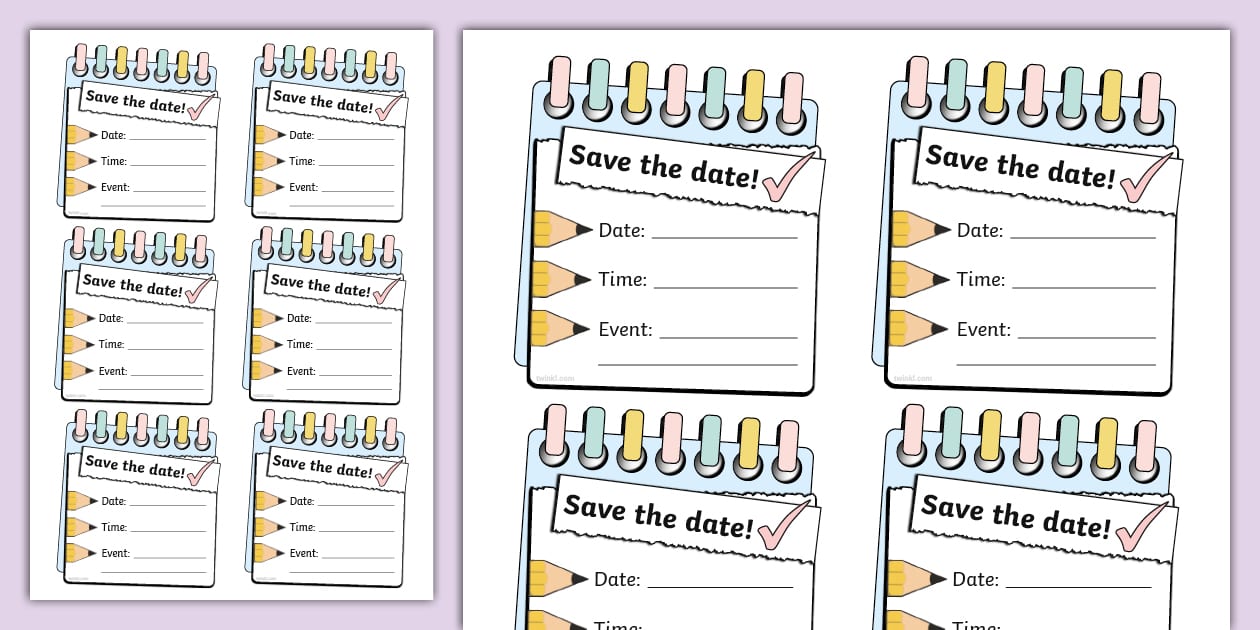 Save the Date Reminder Slips - Classroom Management - Twinkl