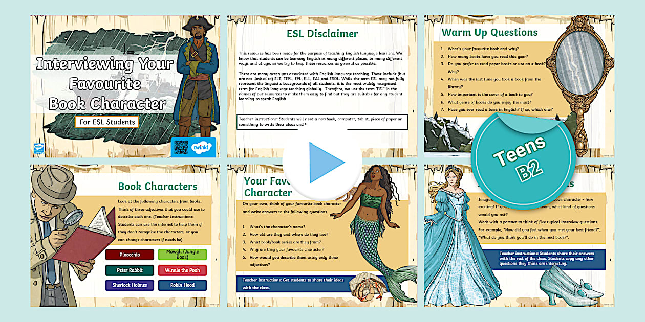 ESL Interviewing Your Favourite Book Character [Teens, B2]