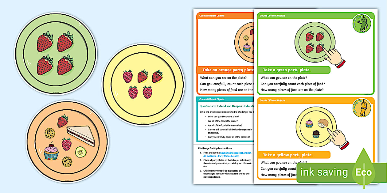 👉 EYFS: Counts Different Objects Challenges: Party Plate Count
