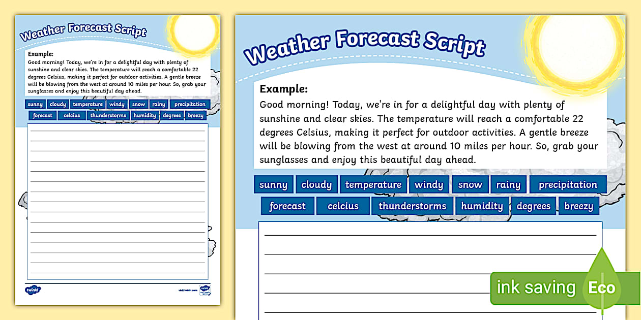 Weather Forecast Script Activity (teacher made) - Twinkl
