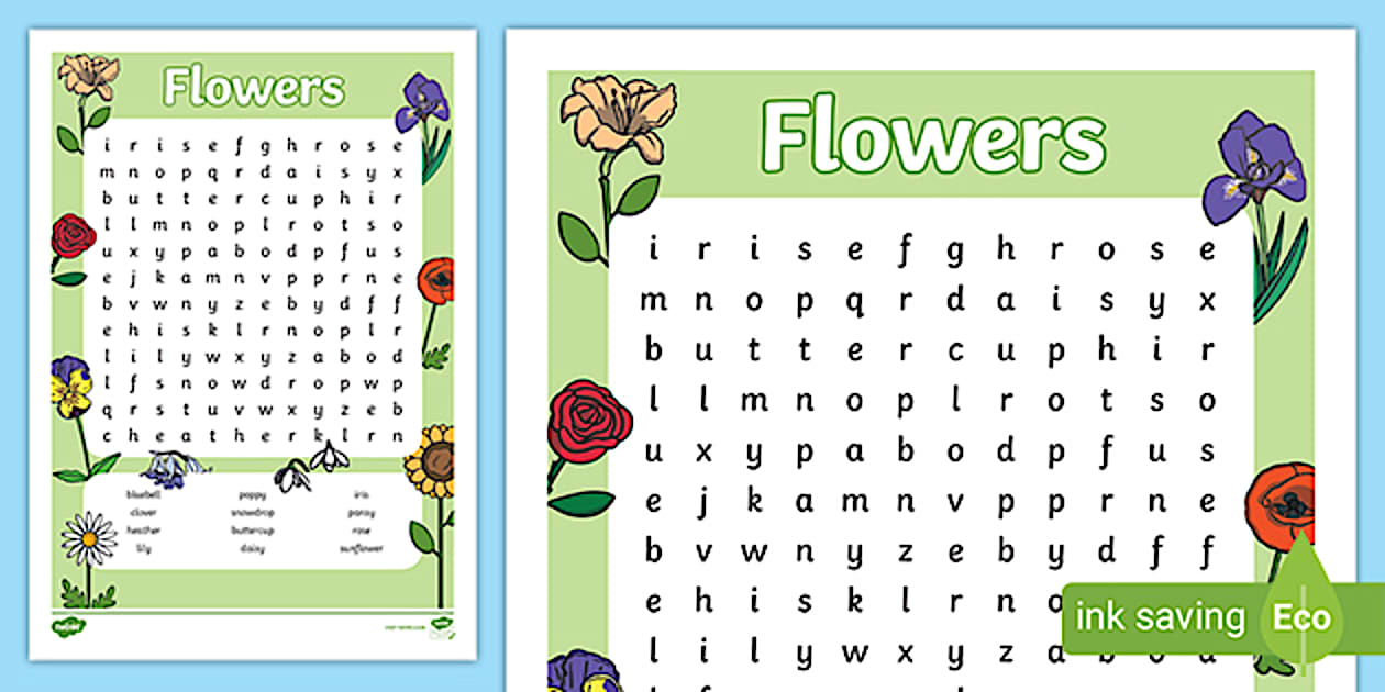 Flowers Wordsearch (teacher made) - Twinkl