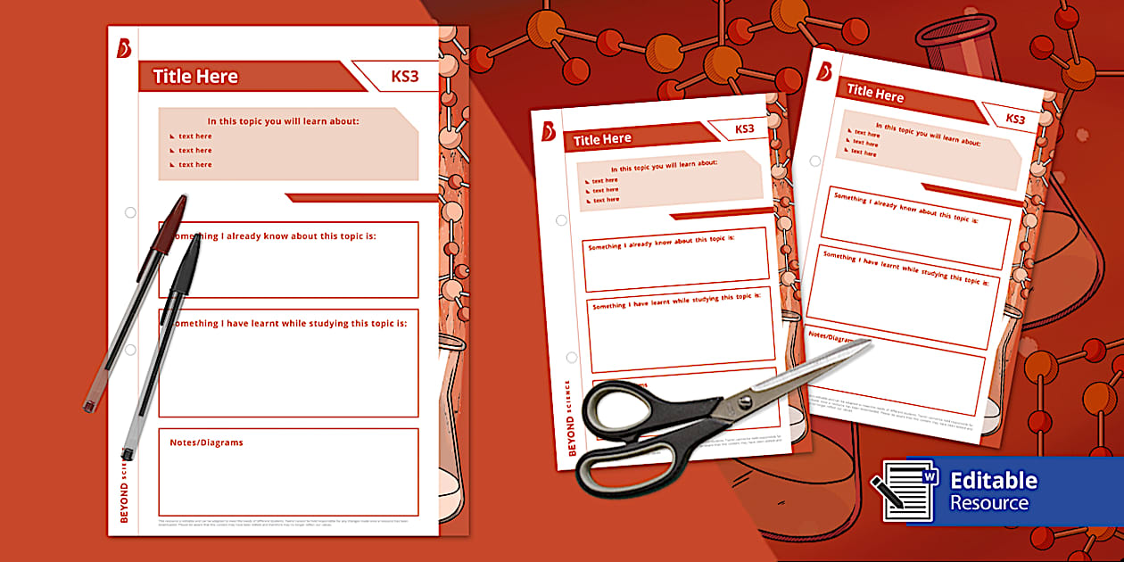 KS3 Chemistry Editable Topic Title Page Template - Twinkl
