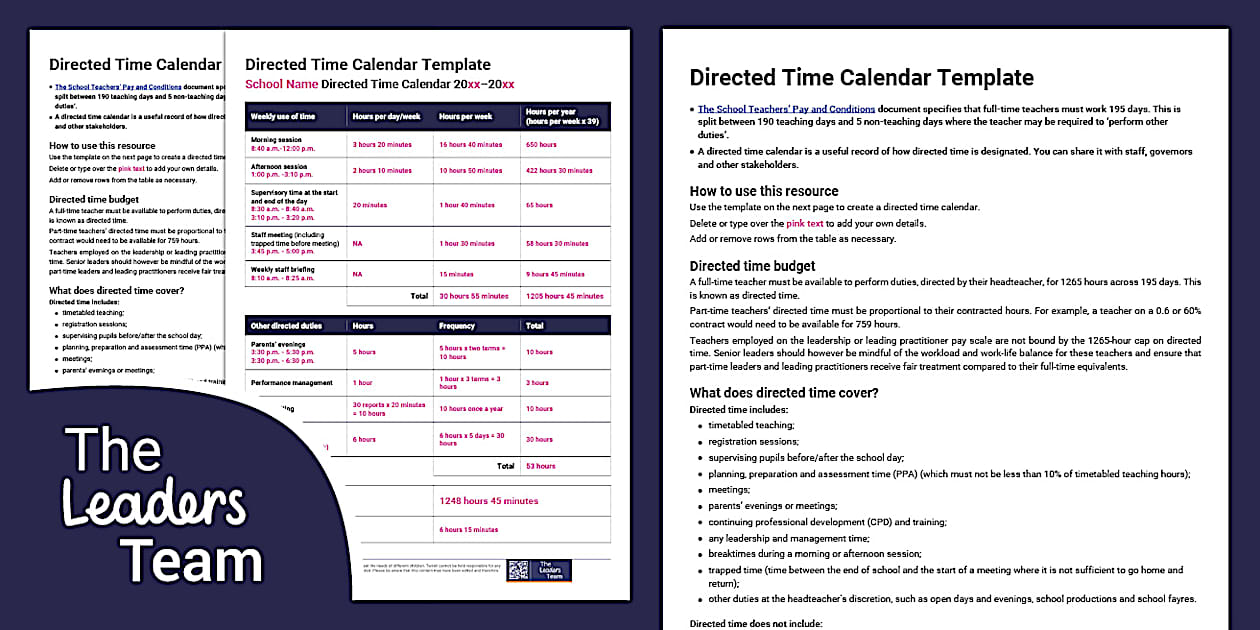 Directed Time Calendar Template (teacher made) - Twinkl