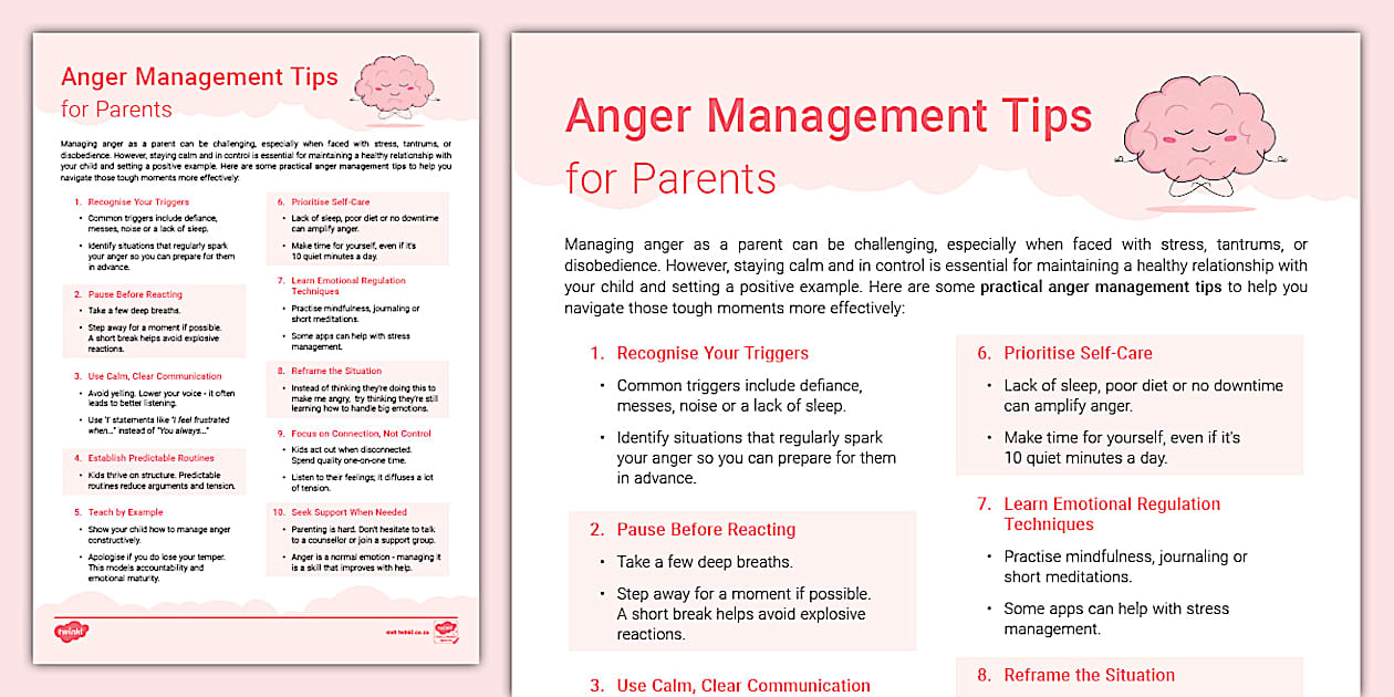 Anger Management Tips for Parents (teacher made) - Twinkl