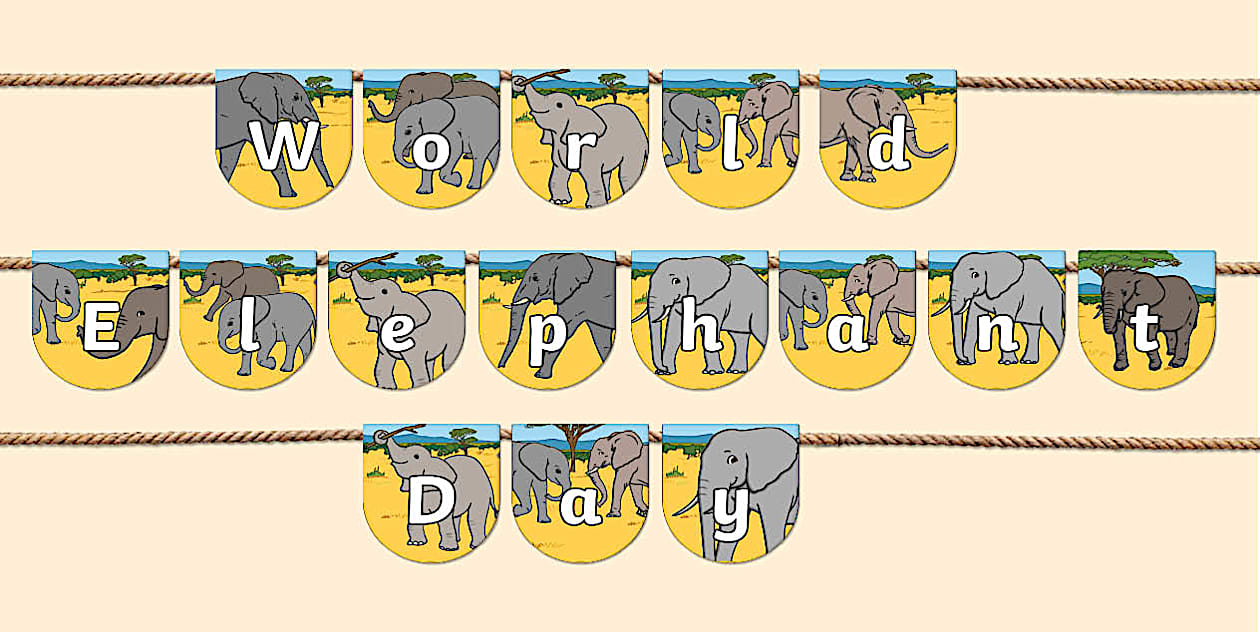World Elephant Day Display Bunting (teacher made) - Twinkl