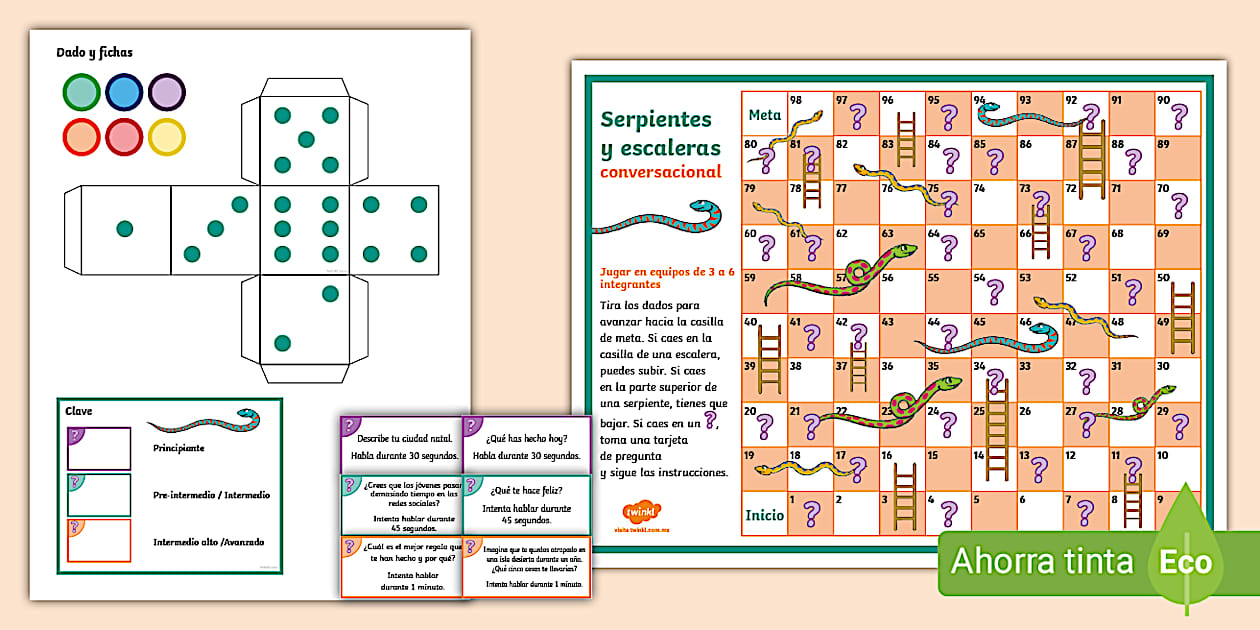 Serpientes y escaleras - juego de mesa - Twinkl