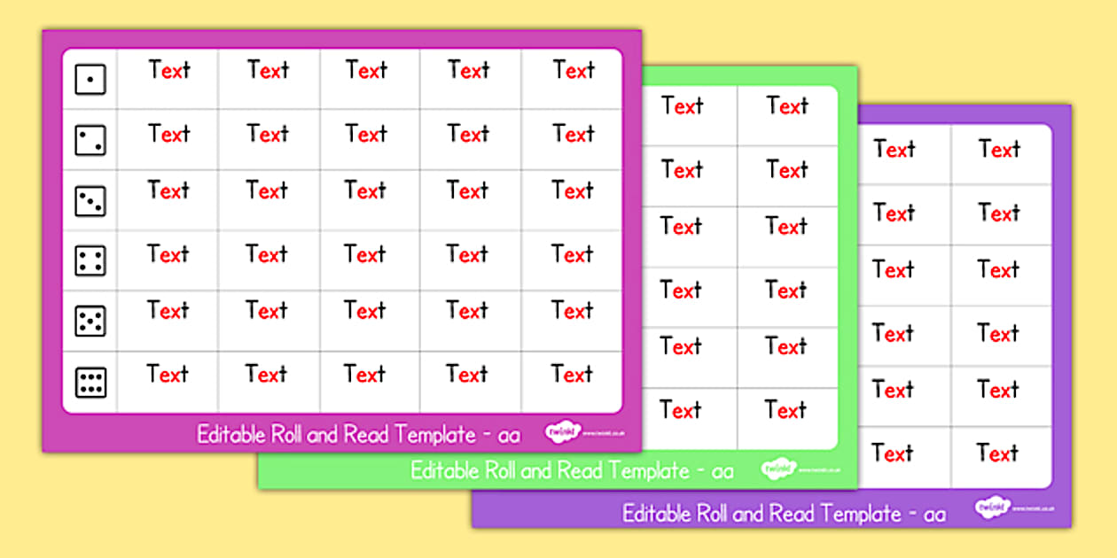 Roll and Read Editable Template (teacher made) - Twinkl